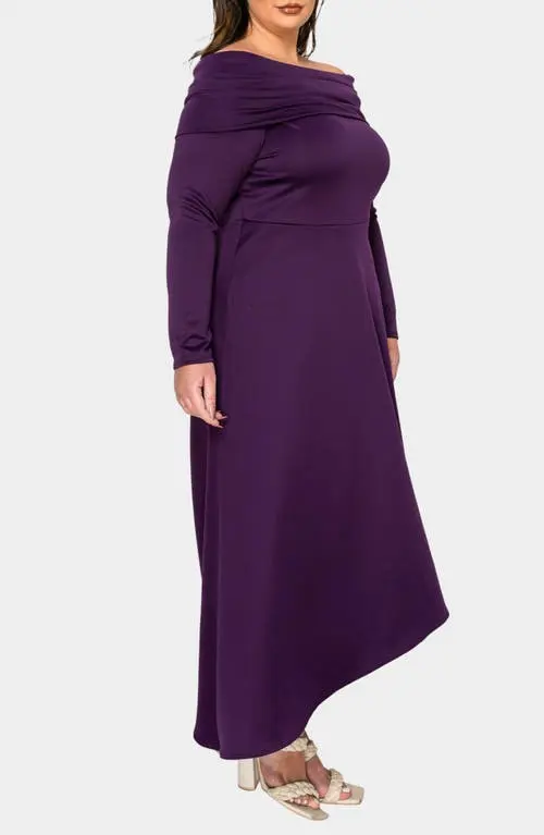 L I V D Lyra Off-the-shoulder Maxi Dress - Eggplant