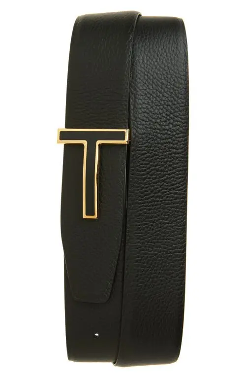 TOM FORD T Icon Reversible Leather Belt - 1n001 Black
