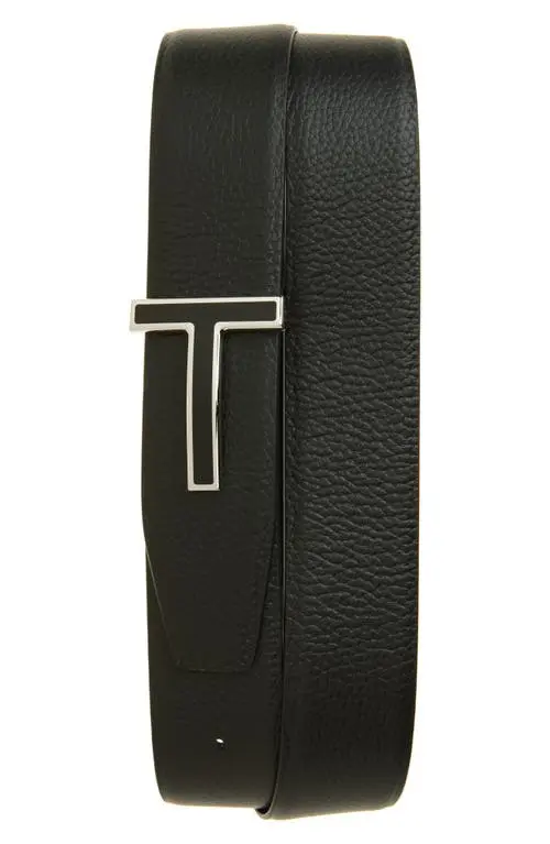 TOM FORD T Icon Full Grain Leather Belt - 1n001 Black
