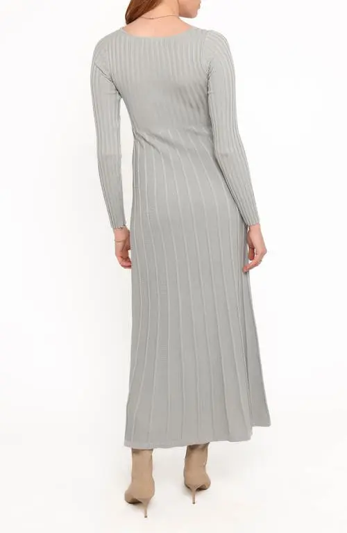 PETAL & PUP Alison Long Sleeve Rib Maxi Dress - Grey