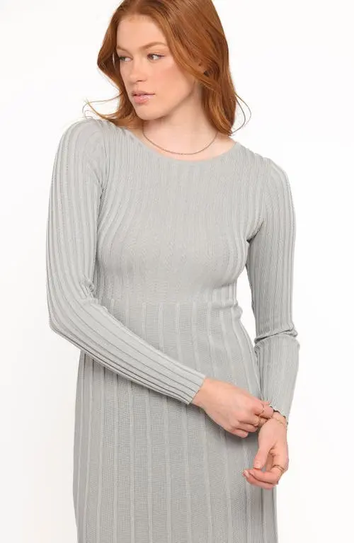 PETAL & PUP Alison Long Sleeve Rib Maxi Dress - Grey