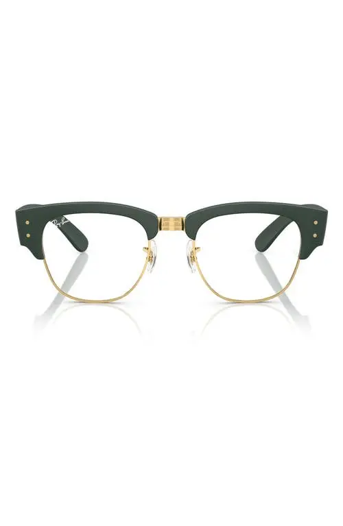 Ray-ban 52mm Square Frame Optical Glasses - Gold Green