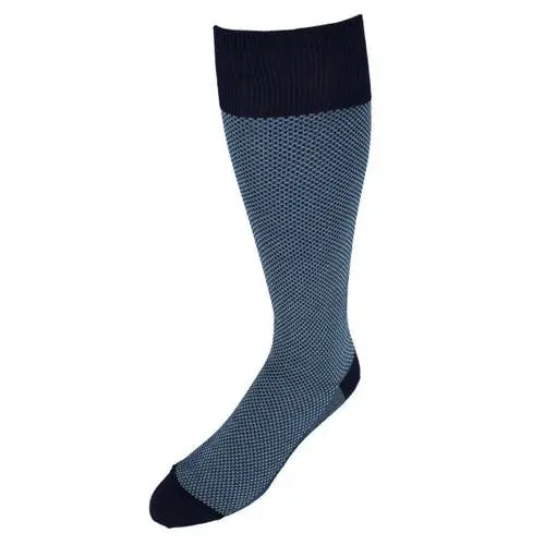 Trafalgar Clayton Birdseye Over-the-calf Mercerized Cotton Socks - Light Blue And Navy Blue