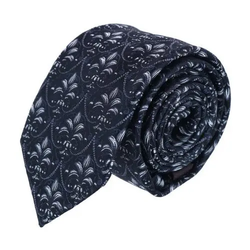 Trafalgar Domenico Damask Patterned Necktie - Black And Silver