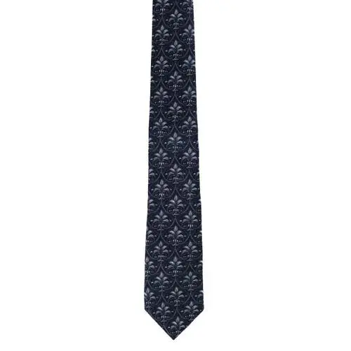 Trafalgar Domenico Damask Patterned Necktie - Black And Silver