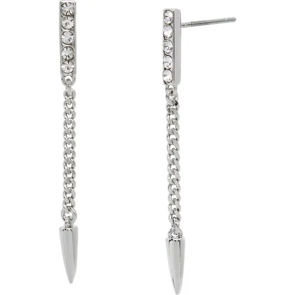 ALLSAINTS Crystal Drop Earrings - Rhodium