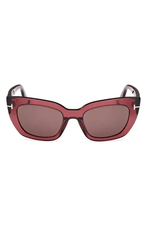 TOM FORD Athena Cat Eye Sunglasses - Transparent Wine / T Logo