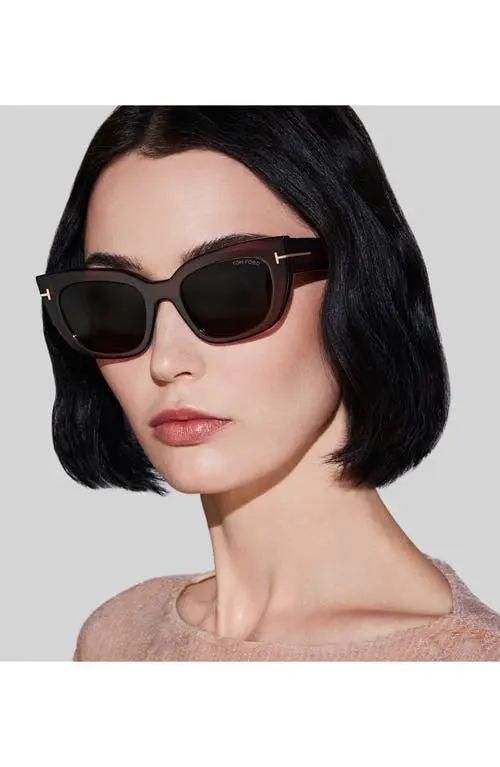 TOM FORD Athena Cat Eye Sunglasses - Transparent Wine / T Logo