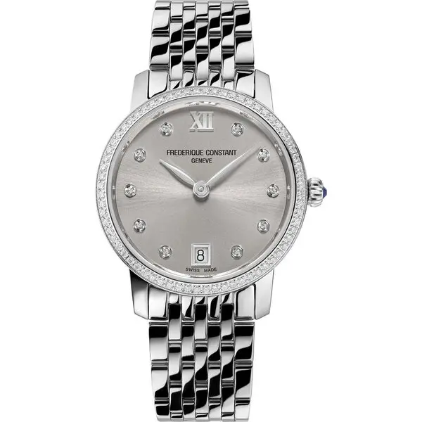FREDERIQUE CONSTANT Classic Slimline Diamond Bracelet Watch - Silverone