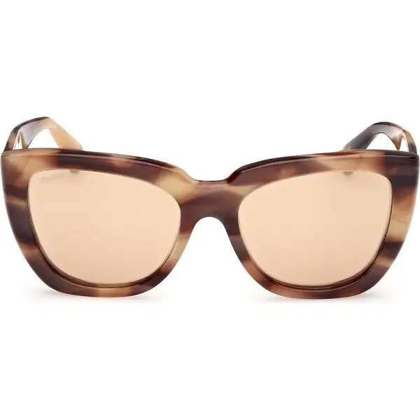 Max Mara Glimpse4 54mm Polarized Cat Eye Sunglasses - Brown / Brown Mirror