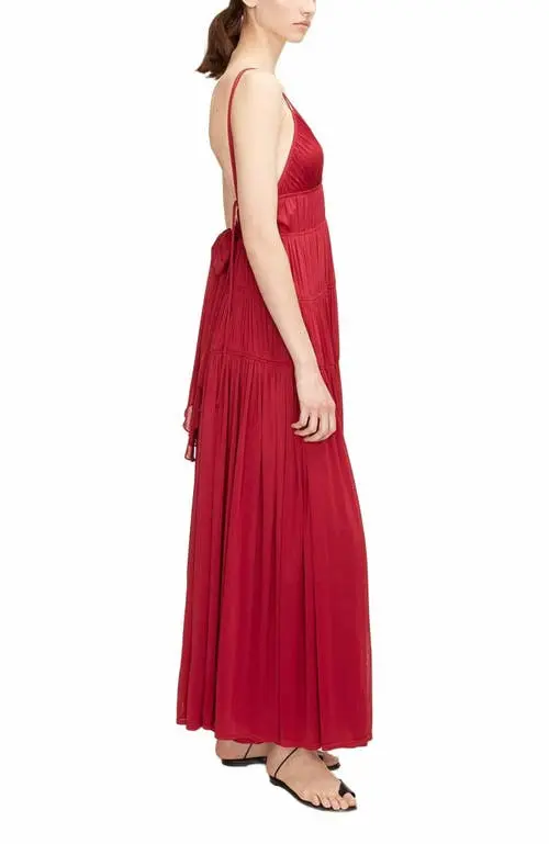 Rebecca Taylor Ruched Mesh Maxi Dress - Hibiscus | Editorialist