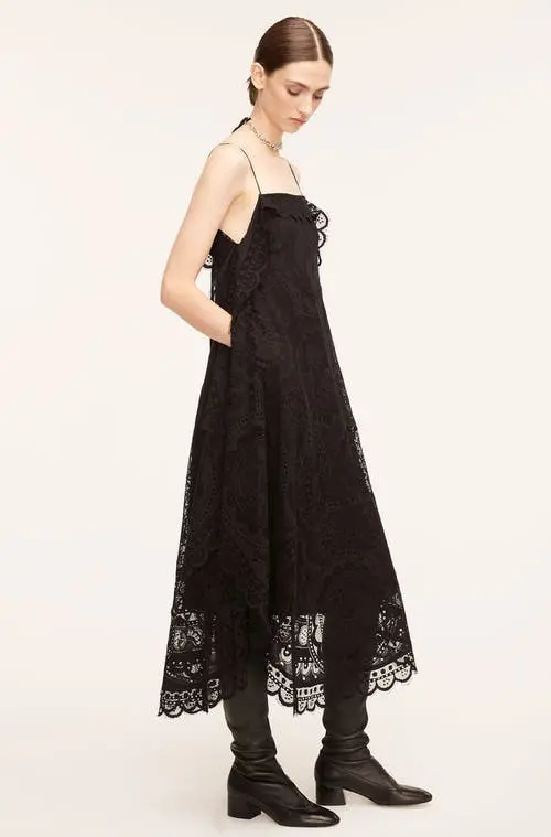 Rebecca Taylor Doily Lace Midi Dress - Black | Editorialist
