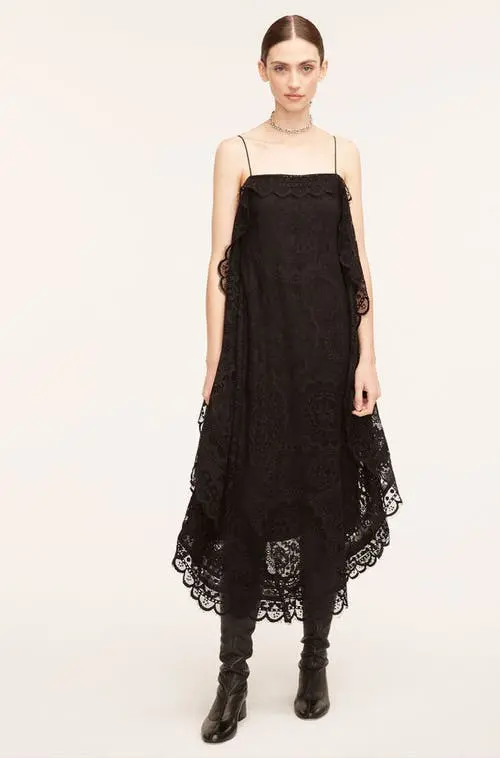 Rebecca Taylor Doily Lace Midi Dress - Black | Editorialist