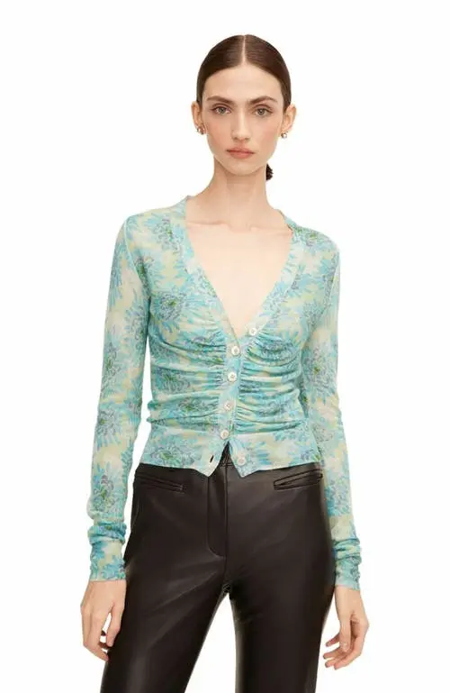 Rebecca Taylor Astera Fleur Ruched Cardigan