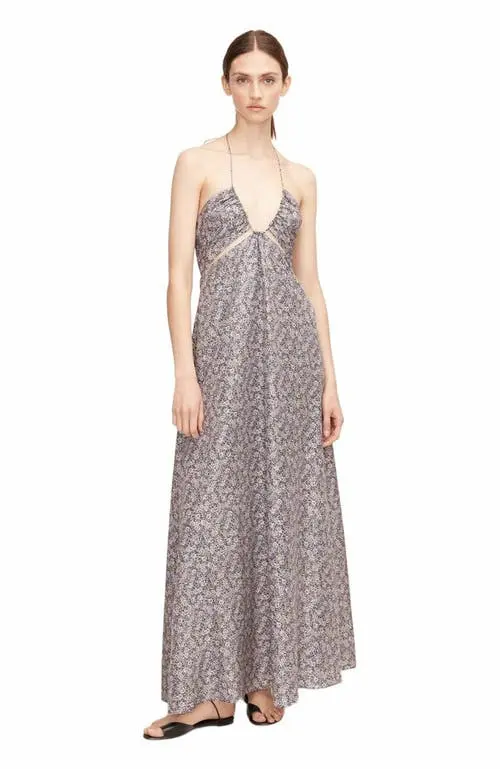 Rebecca Taylor Violet Fleur Silk Halter Dress - Morning Glory Combo |  Editorialist