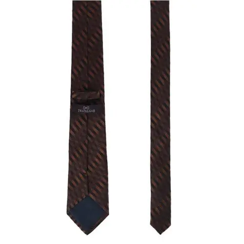 Trafalgar Nathanial Regal Patterned Diagonal Line Necktie - Brown