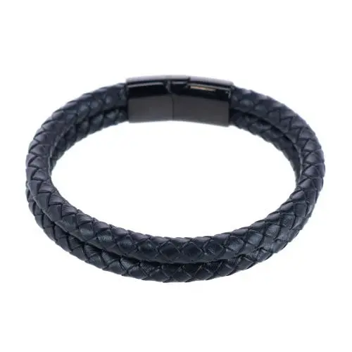 Trafalgar Braided Leather Bracelet - Black
