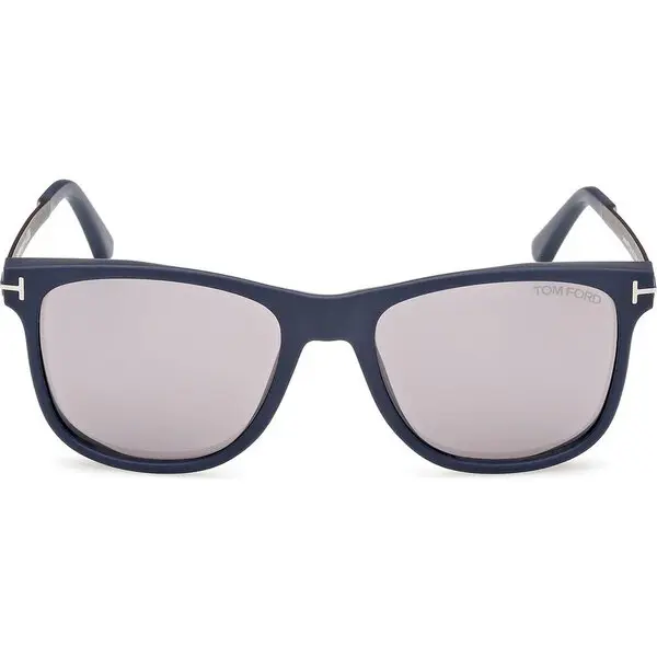 TOM FORD 53mm Square Sunglasses - Navy Blue Gunmetal / T Logo