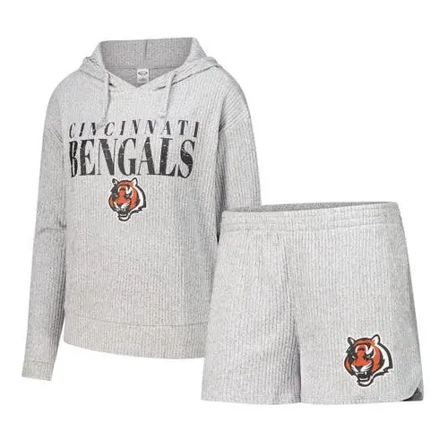 CONCEPTS SPORT Cincinnati Bengals Juniper Long Sleeve Hoodie T-shirt & Shorts Set - Gray