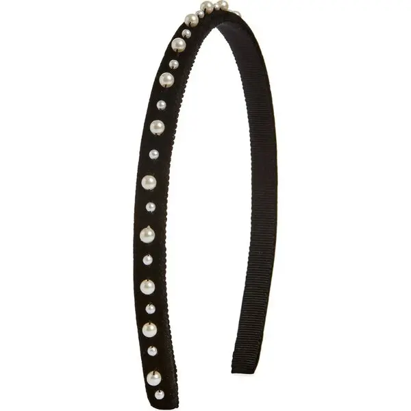 JENNIFER BEHR Lulu Crystal Faux Pearl Headband - Black