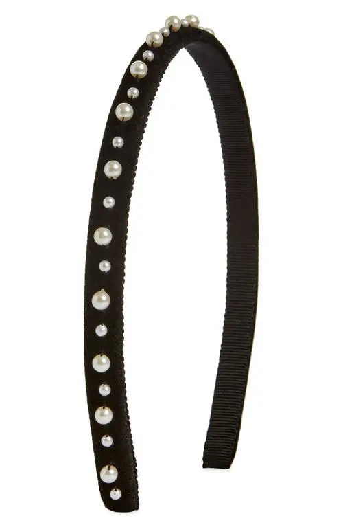 JENNIFER BEHR Lulu Crystal Faux Pearl Headband - Black