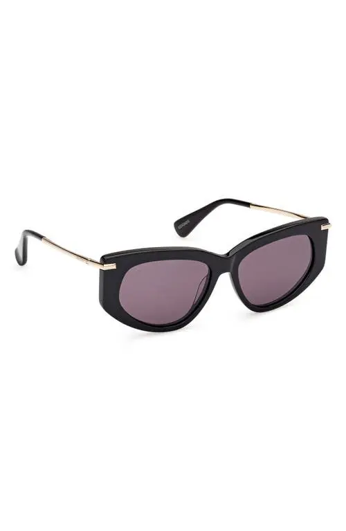Max Mara Beth 54mm Polarized Geometric Sunglasses - Shiny Black / Smoke
