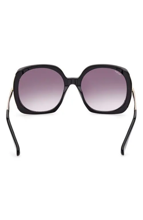 Max Mara Malibu 58mm Butterfly Sunglasses - Black / Pale Gold / Smoke