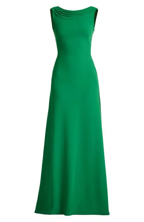 Tadashi Shoji V-back Crepe Gown - Bamboo