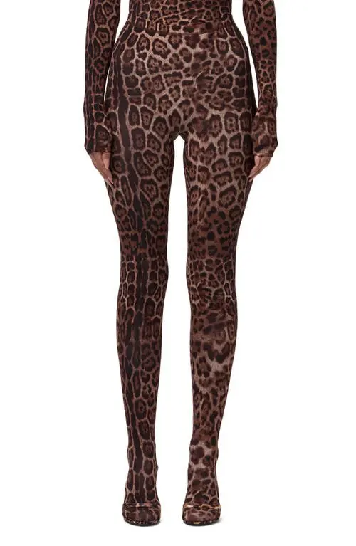 Naked Wardrobe Print Toe Leggings - Brown Leopard
