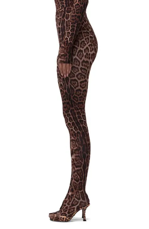 Naked Wardrobe Print Toe Leggings - Brown Leopard