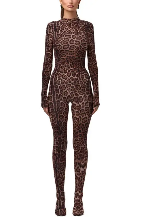 Naked Wardrobe Print Toe Leggings - Brown Leopard