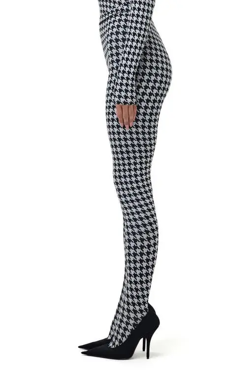 Naked Wardrobe Print Toe Leggings - Houndstooth Black/white