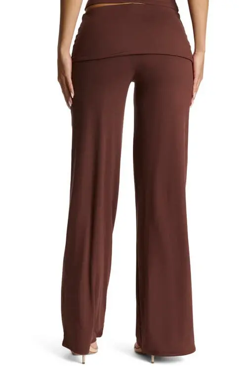 Naked Wardrobe Foldover Flare Pants - Chocolate
