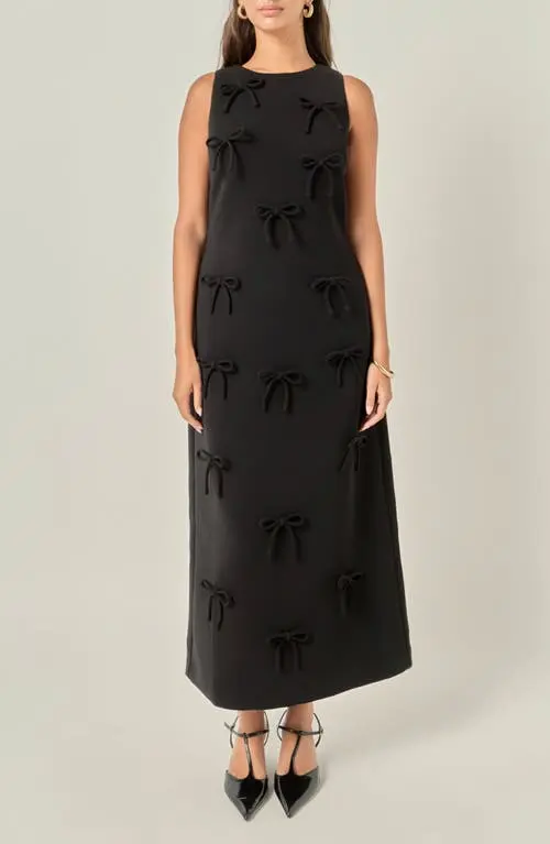 English Factory Bow Embellished A-line Dress - Black