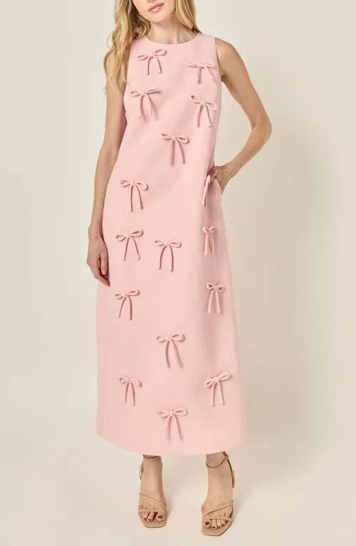 English Factory Bow Embellished A-line Dress - Pink