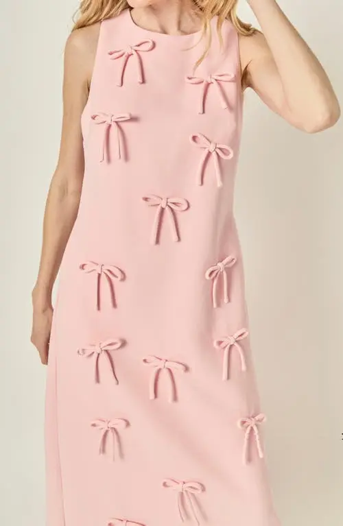 English Factory Bow Embellished A-line Dress - Pink