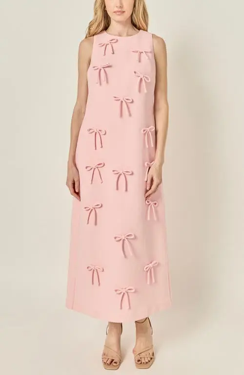 English Factory Bow Embellished A-line Dress - Pink