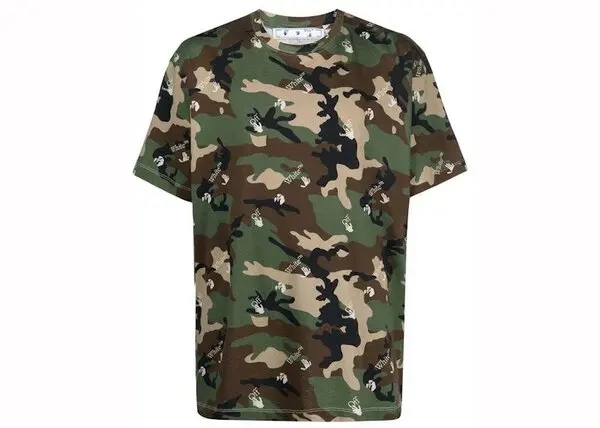 Off-White Camouflage Print Crew Neck T-shirt - Green