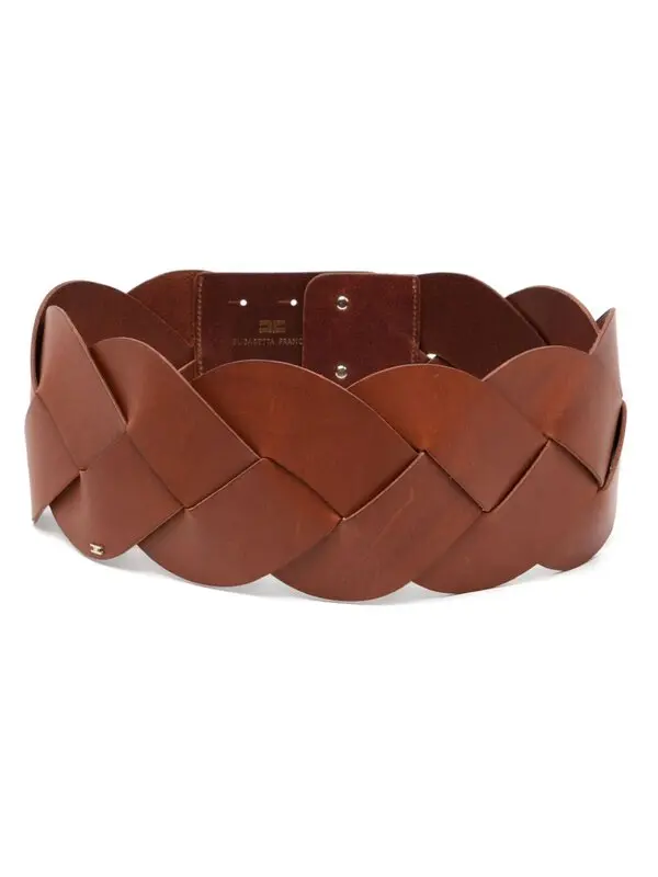 Elisabetta Franchi Braided Leather Belt - Brown