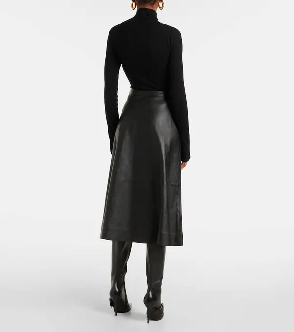 Balenciaga Leather Midi Skirt
