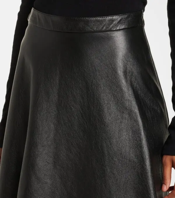 Balenciaga Leather Midi Skirt