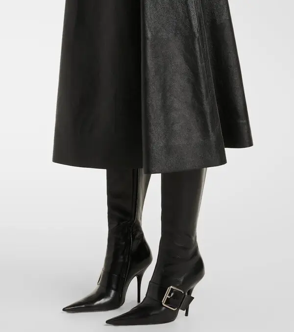 Balenciaga Leather Midi Skirt