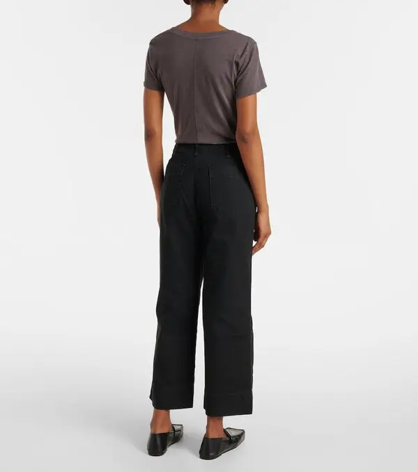 Velvet By Graham & Spencer Mid-rise Wide-leg Cotton Canvas Pants - Black