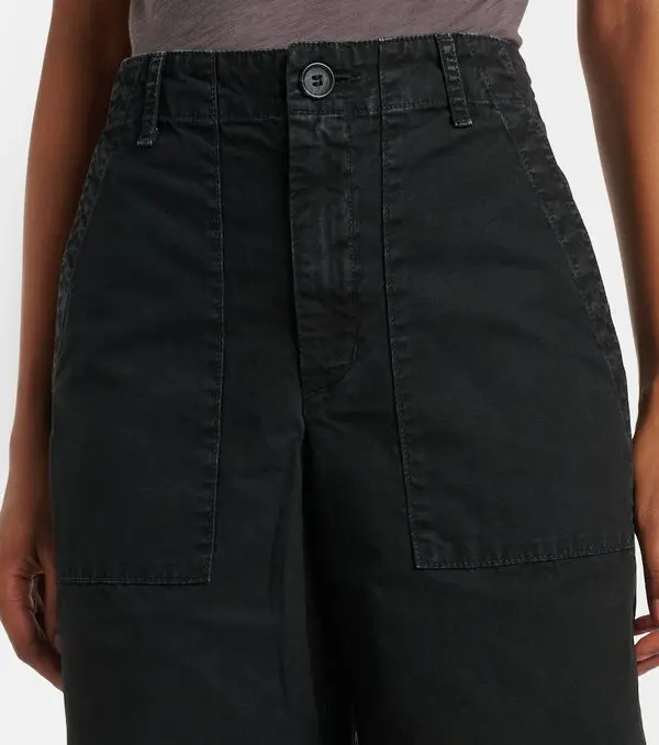 Velvet By Graham & Spencer Mid-rise Wide-leg Cotton Canvas Pants - Black
