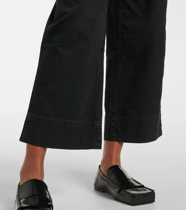 Velvet By Graham & Spencer Mid-rise Wide-leg Cotton Canvas Pants - Black