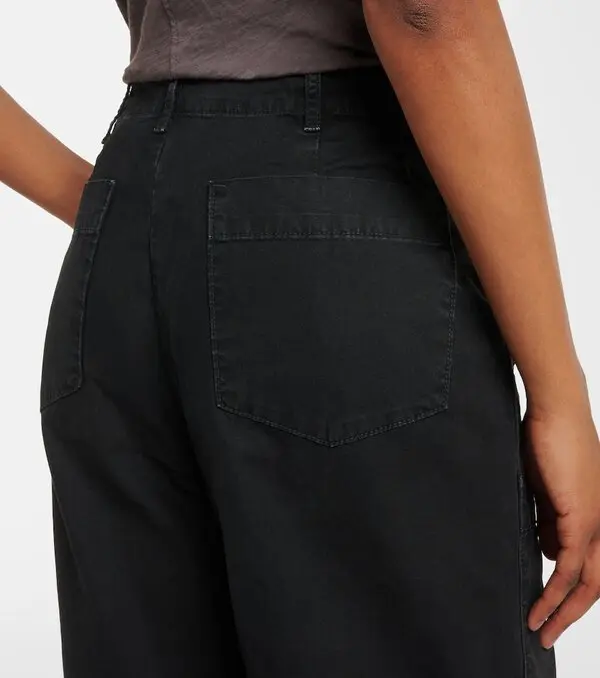 Velvet By Graham & Spencer Mid-rise Wide-leg Cotton Canvas Pants - Black