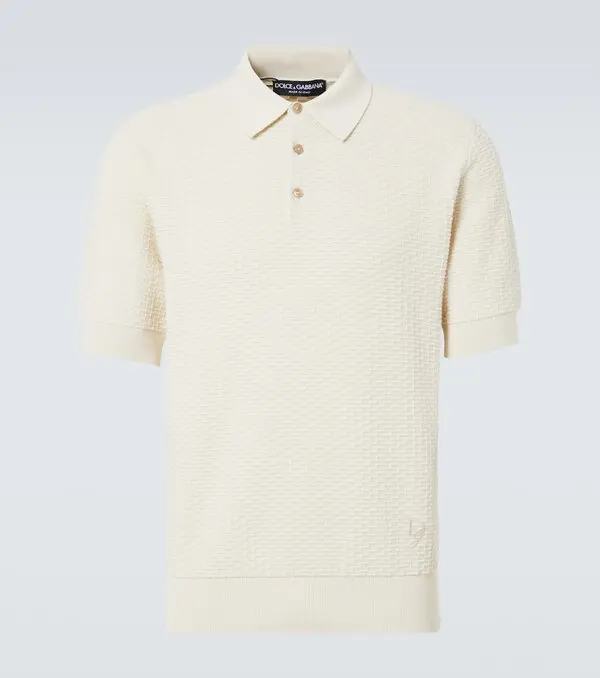Dolce & Gabbana Dg Knitted Cotton Polo Shirt - Beige