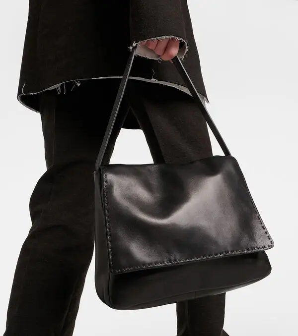 THE ROW Nuance Leather Shoulder Bag - Black