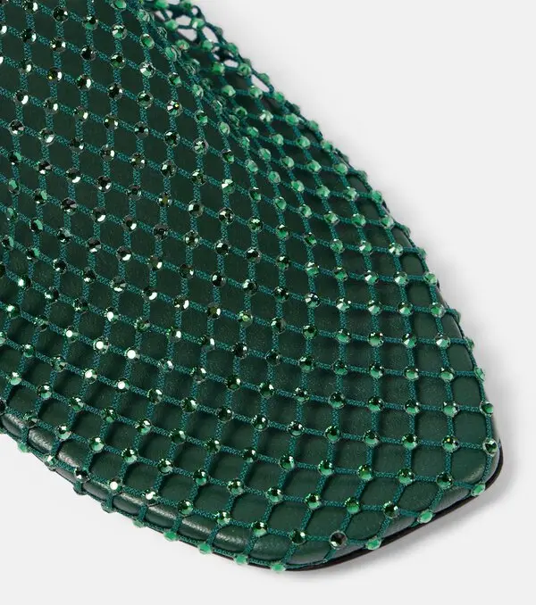 Christopher Esber Minette Crystal-embellished Flats - Green