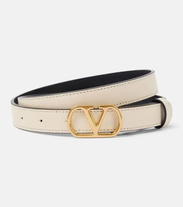 Valentino Garavani Vlogo Signature Leather Belt - Beige